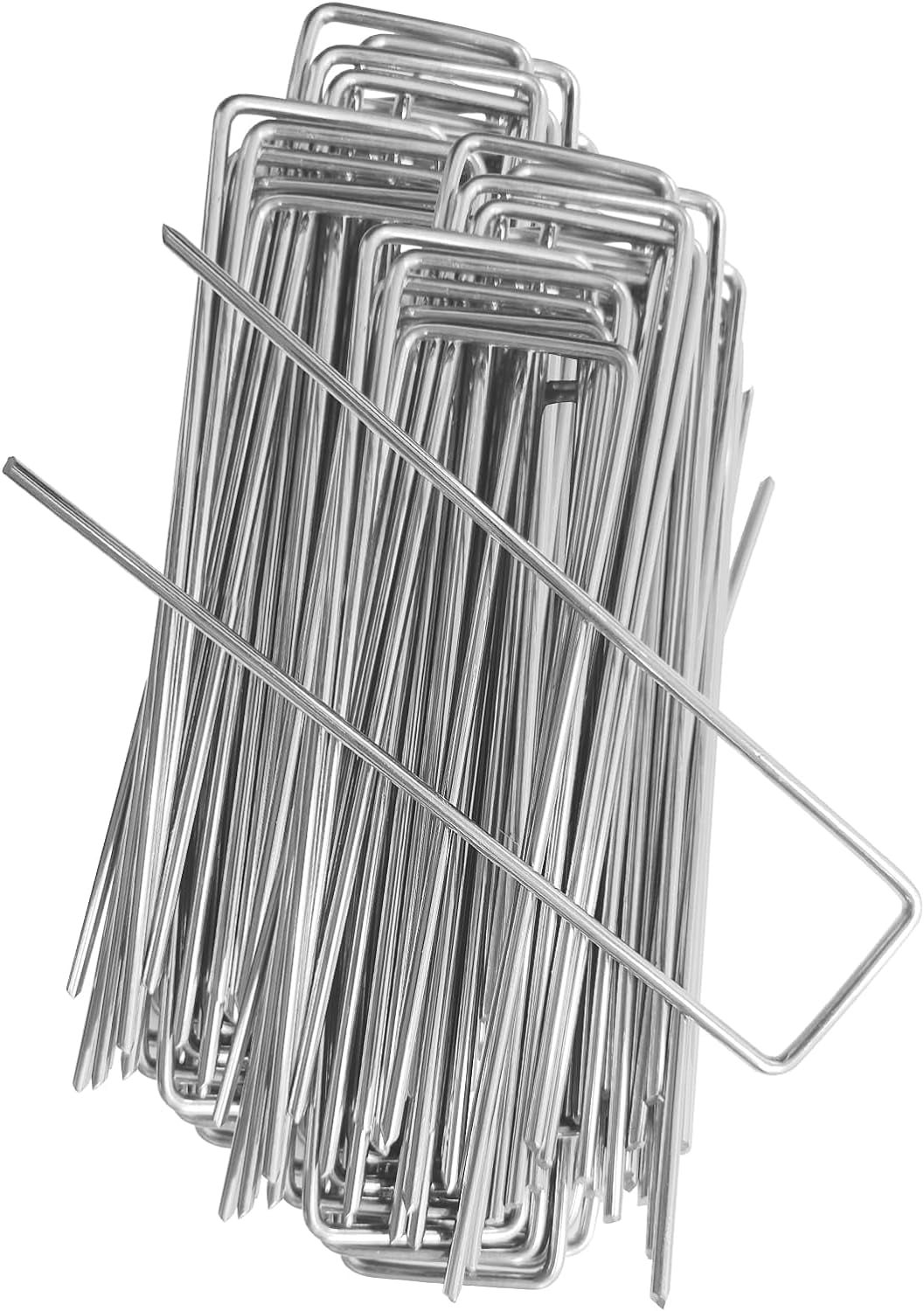 6 Inch Garden Stakes Galvanized, 100 Pack U-Type Turf Staples, Garden ...