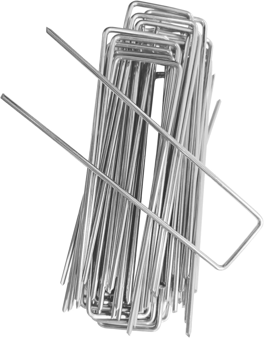 6 Inch Garden Stakes Galvanized, 50 Pack U-Type Turf Staples, Garden ...