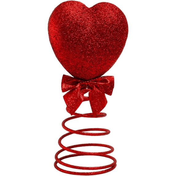 6 Inch Glitter Red Heart Tree Topper – 2026 New Spiral Base Love ...