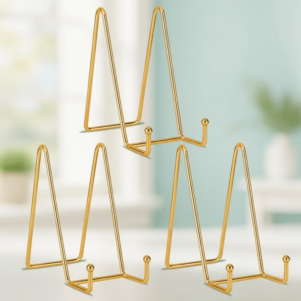 6 Inch Gold Metal Display Stands, 3 Pack - Plate and Picture Holder for ...