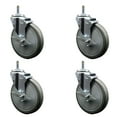 6 Inch Gray Poly Swivel 7/16 Inch Grip Ring Stem Caster Set with Brake ...