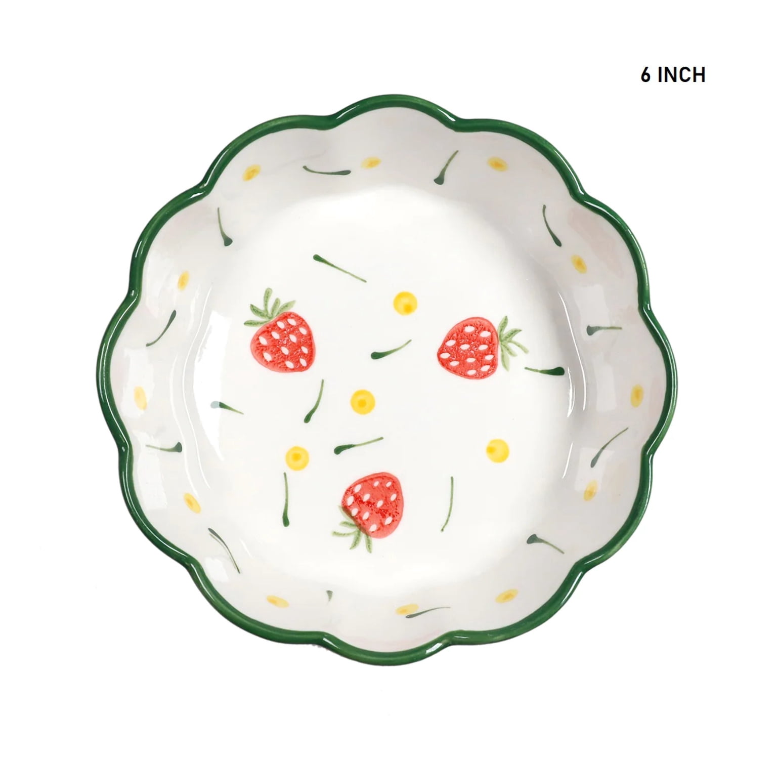 6 Inch Hand Painted Flower Pattern Ceramic Bowl Wavy Edge - Walmart.com