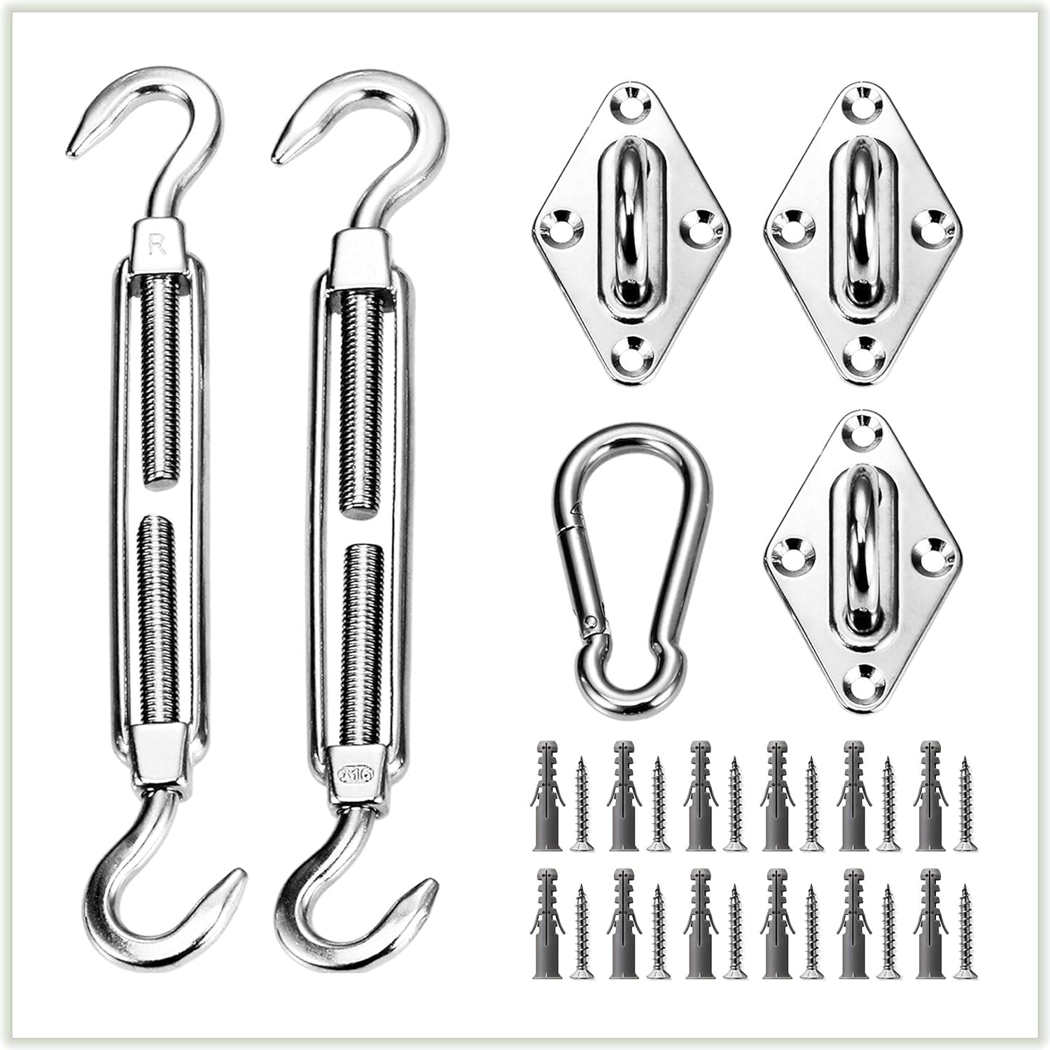 6 Inch Hardware Kit for Triangle Sun Shade Sail Canopy, 316 Military ...