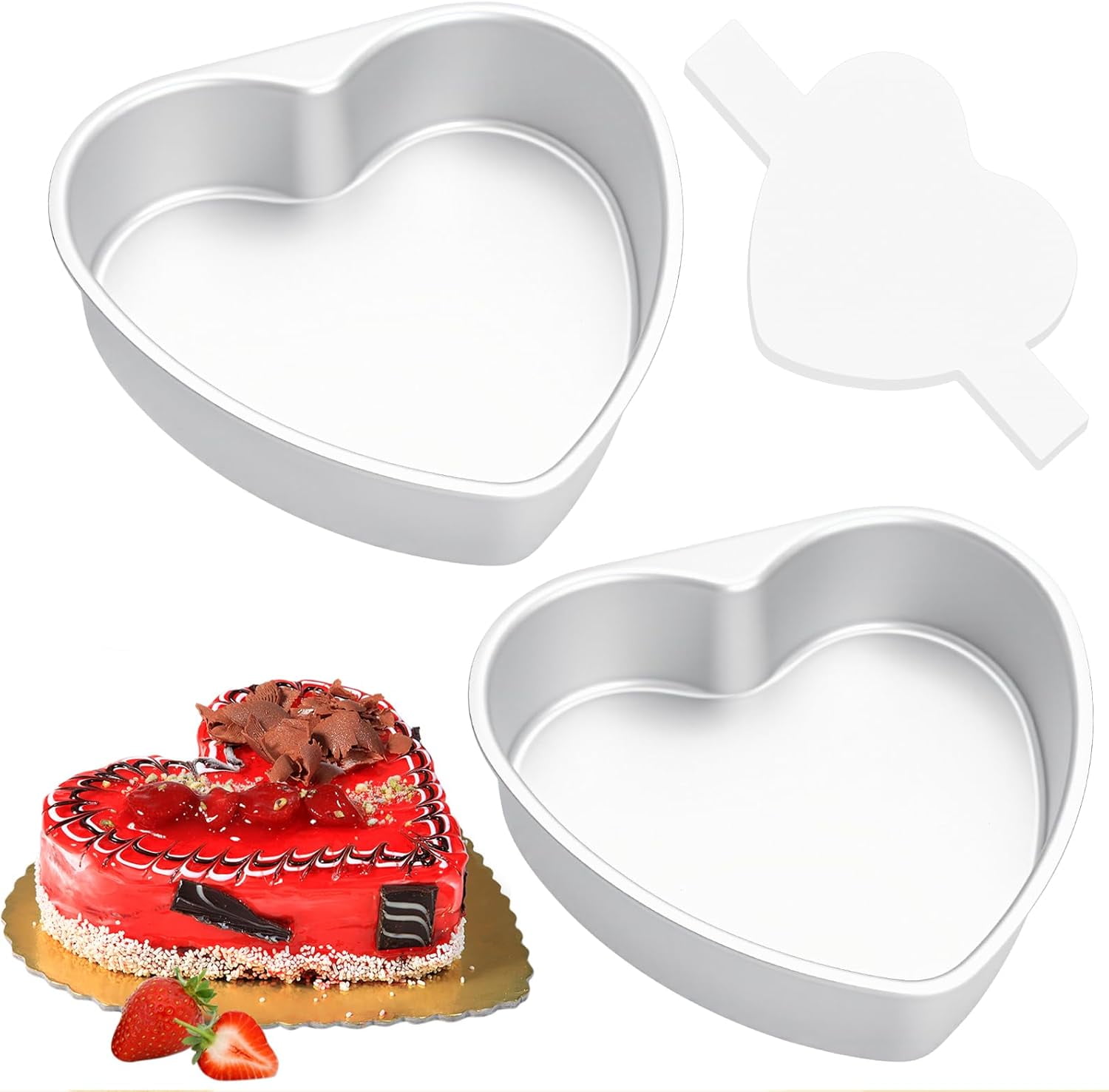 6 Inch Heart Shaped Cake Pans with 50 Pieces Parchment Paper,Set of 2 ...