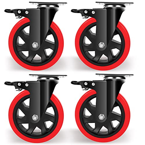 6 Inch Heavy Duty Caster Wheels, Industrial Casters Set of 4, Locking ...