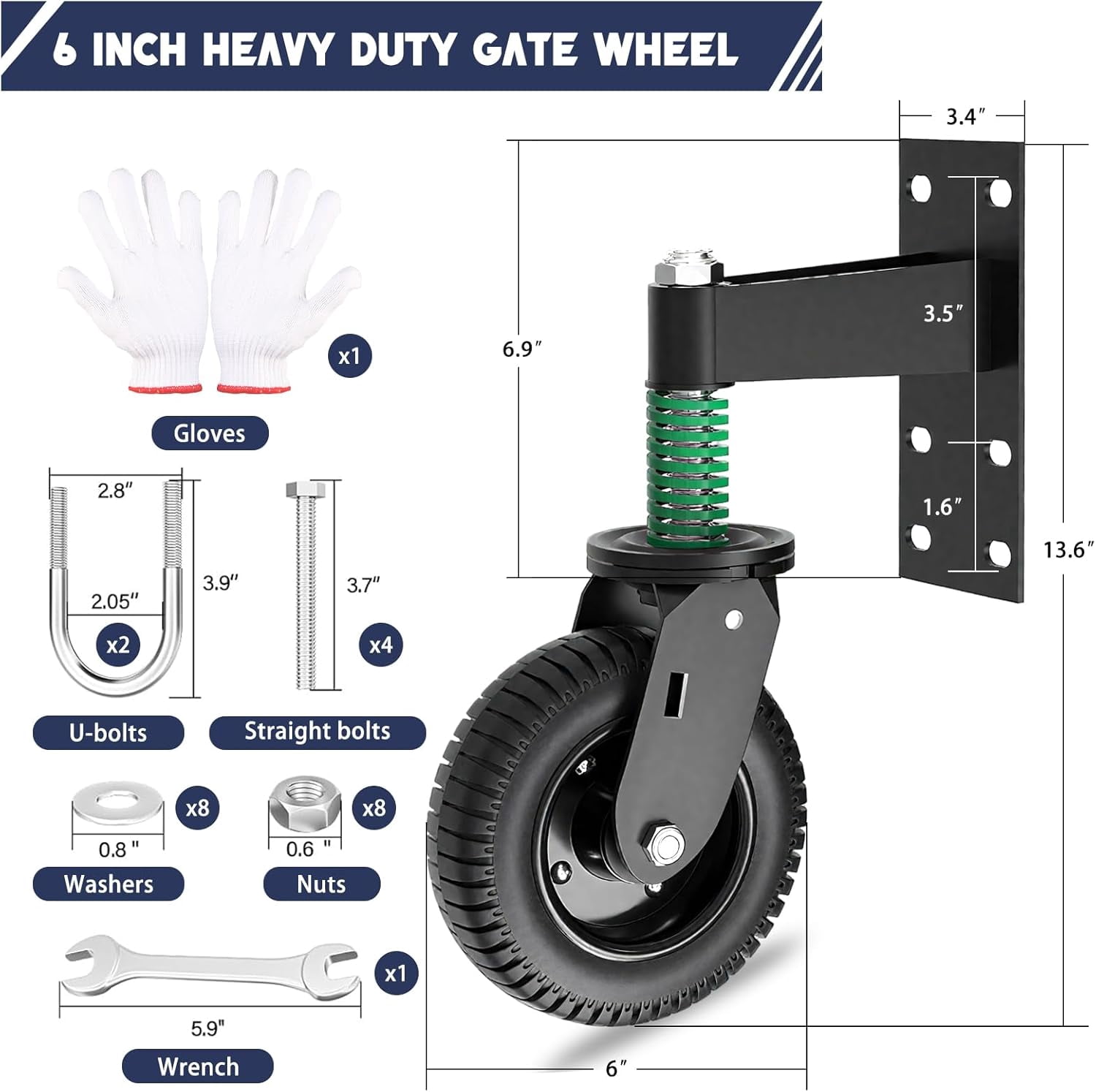 6 Inch Heavy Duty Fence Gate Wheel - 500lb Capacity for Metal Tube ...