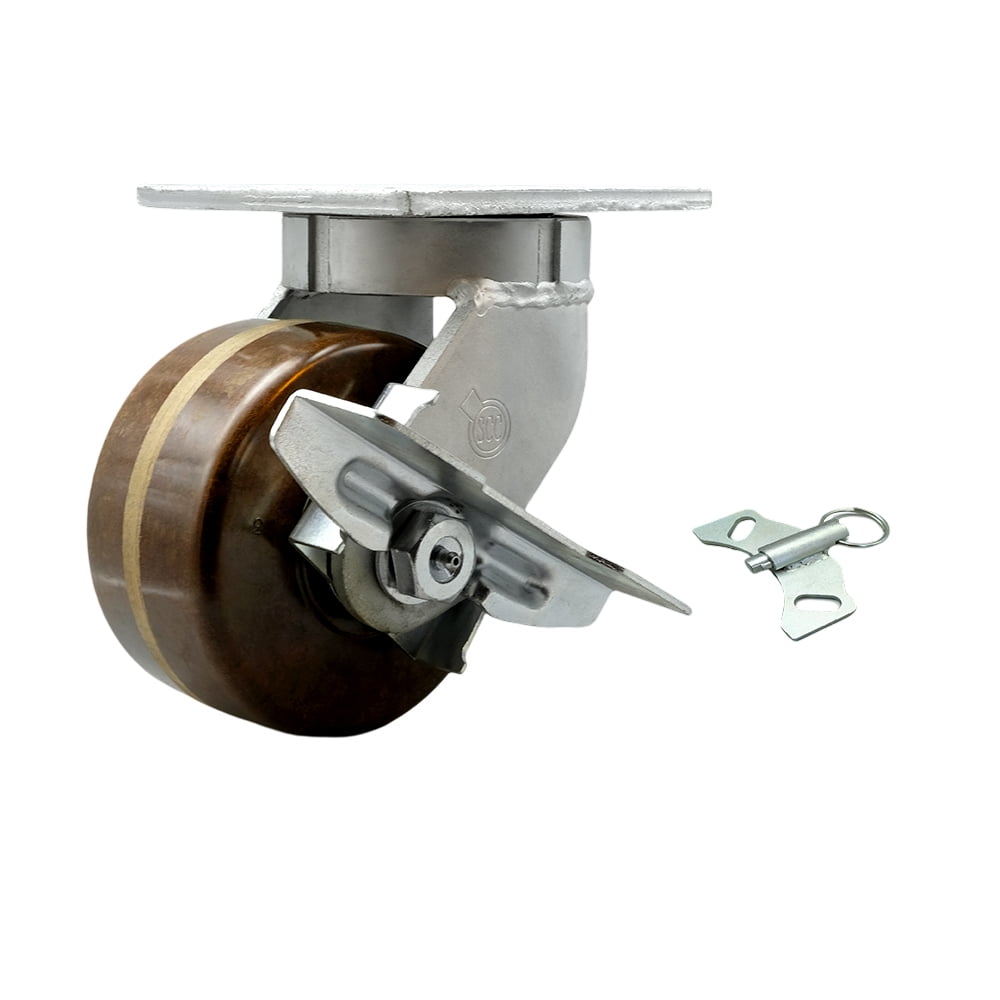 6 Inch Heavy Duty High Temp Phenolic Swivel Caster with Brake and ...