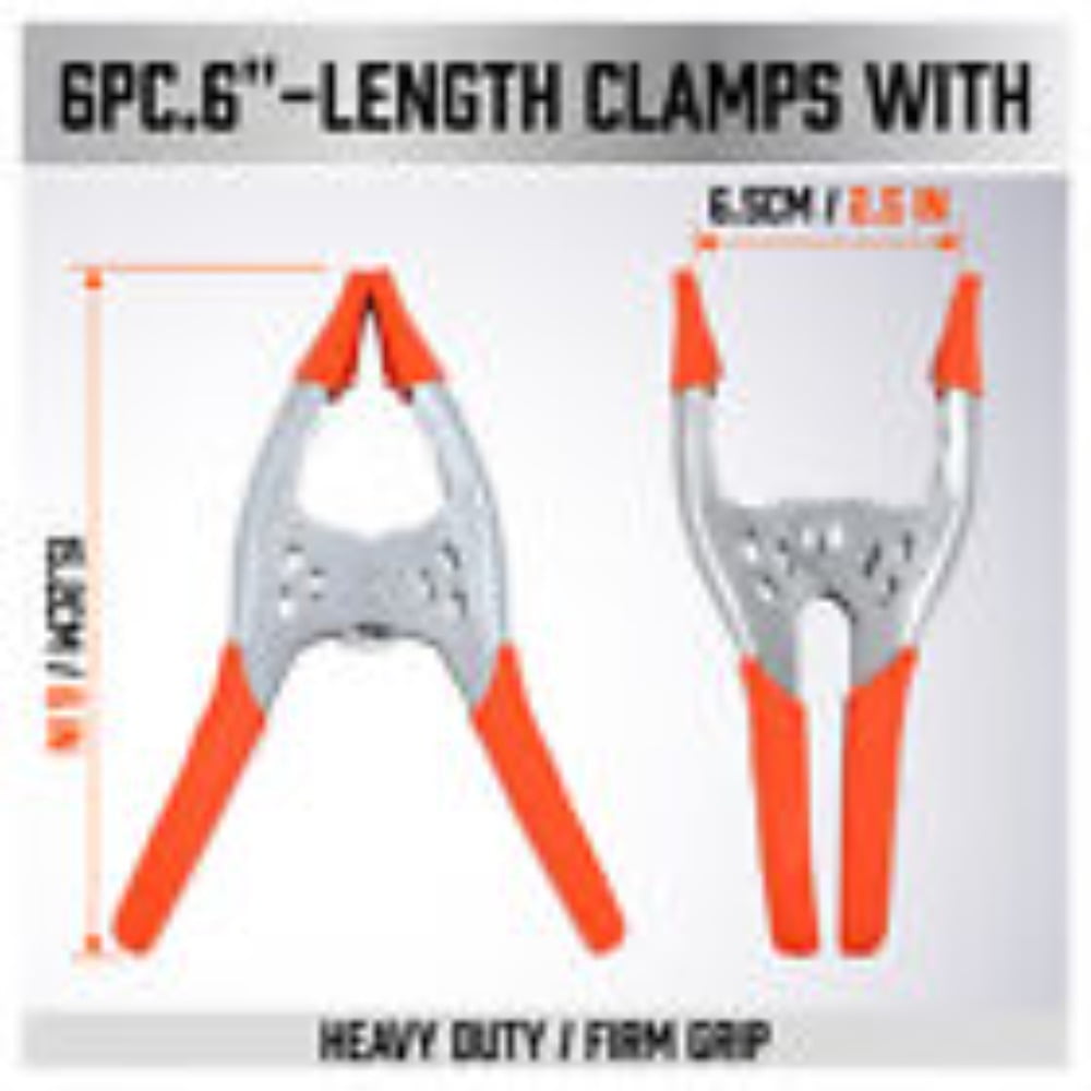 6" Inch Heavy Duty Metal Spring Clamps Tips Tool Clip 2.5" Jaw Opening ...
