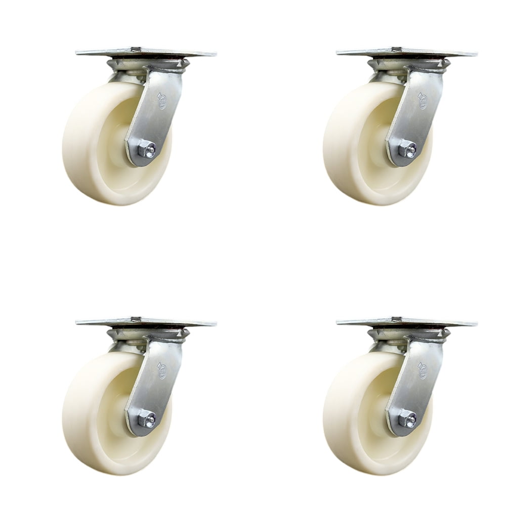6 Inch Heavy Duty Nylon Caster Set with Ball Bearings Set of 4 Service ...
