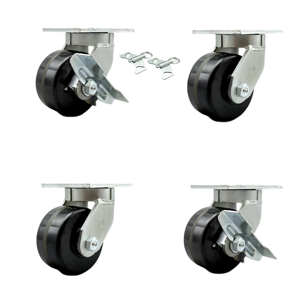 6 Inch Heavy Duty Phenolic Wheel Swivel Caster Set 2 Swivel Locks 2 ...