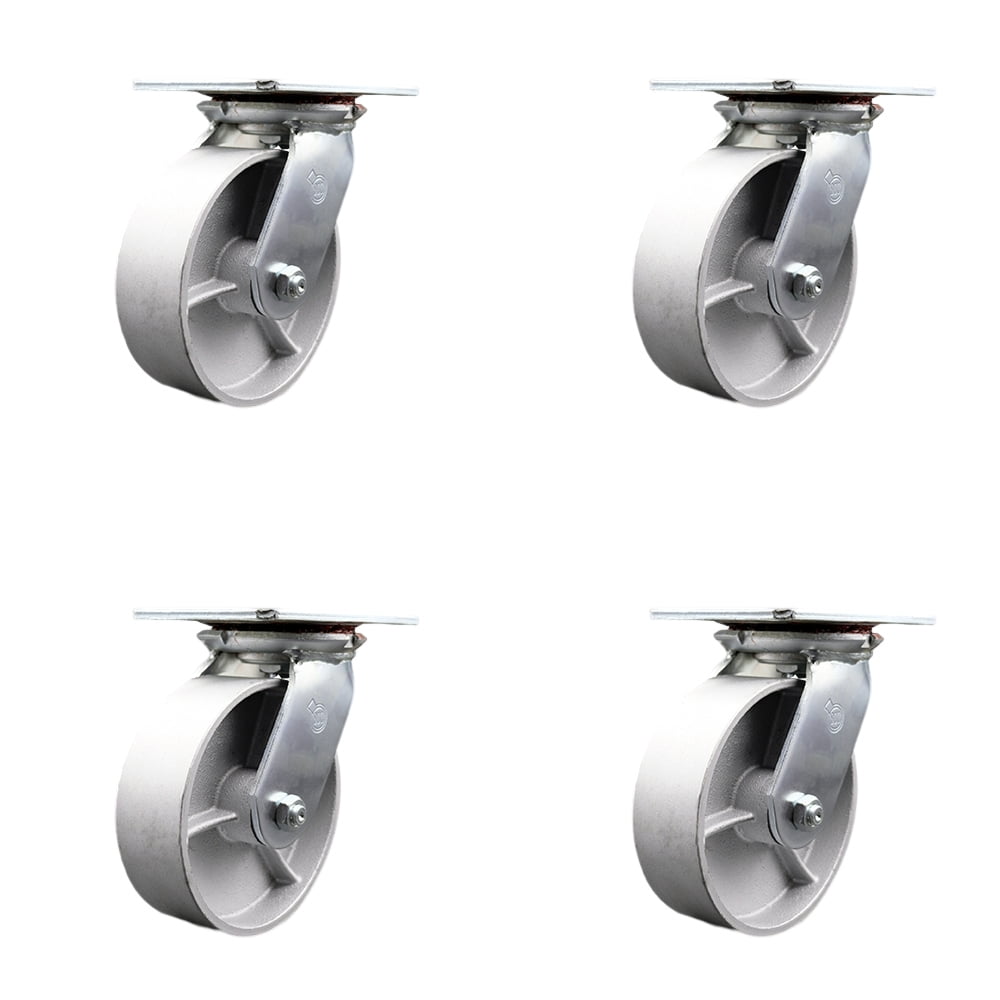 6 Inch Heavy Duty Semi Steel Caster Set with Ball Bearings Set of 4 SCC ...