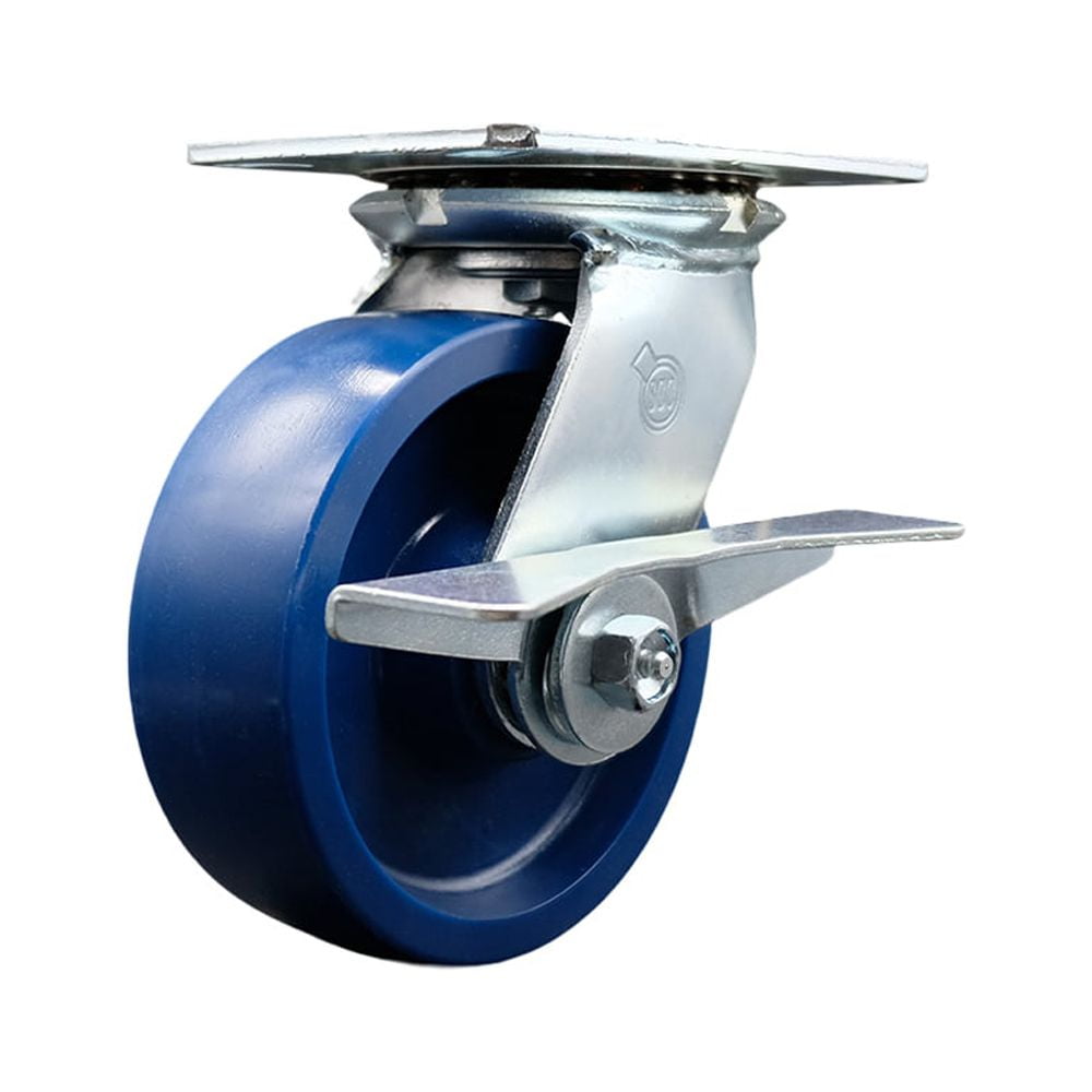 6 Inch Heavy Duty Solid Poly Caster with Roller Bearing and Brake ...