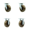 6 Inch High Temp Phenolic Caster Set with Roller Bearings 2 Swivel 2 ...