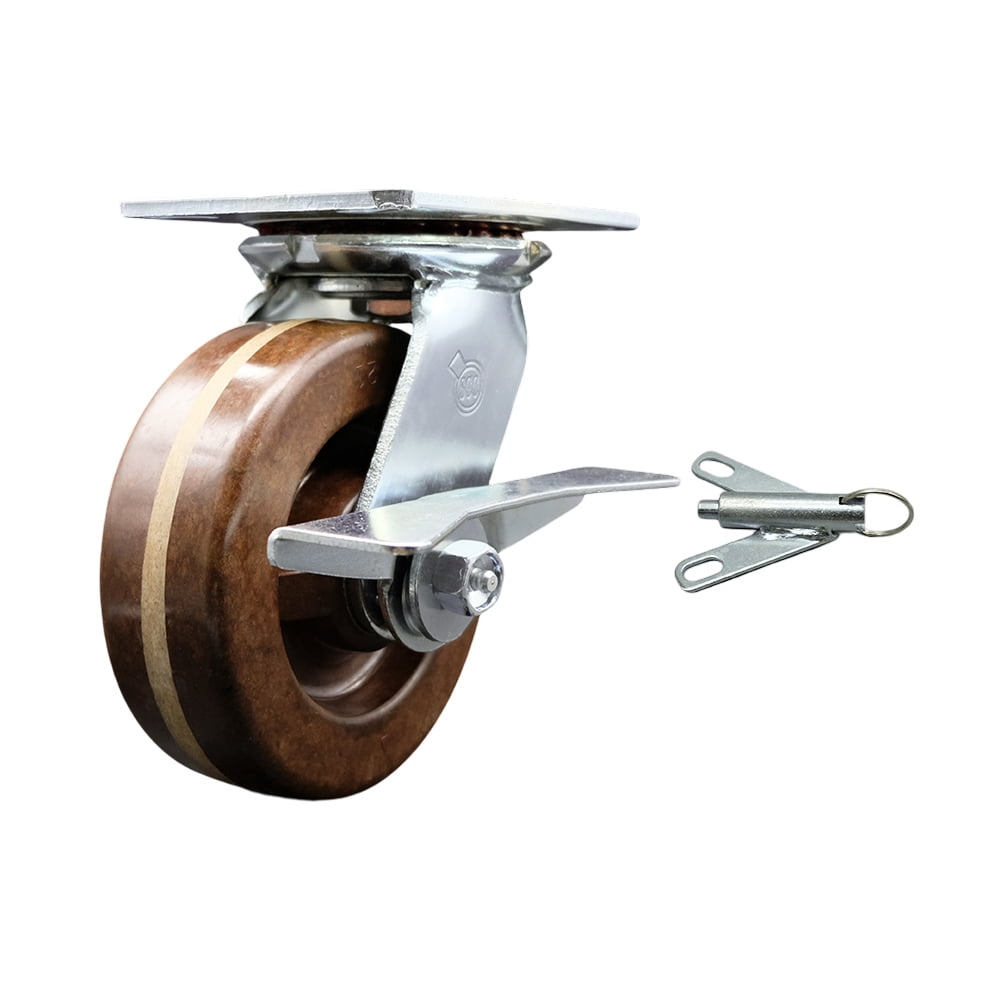 6 Inch High Temp Phenolic Caster with Roller Bearing and Brake/Swivel ...