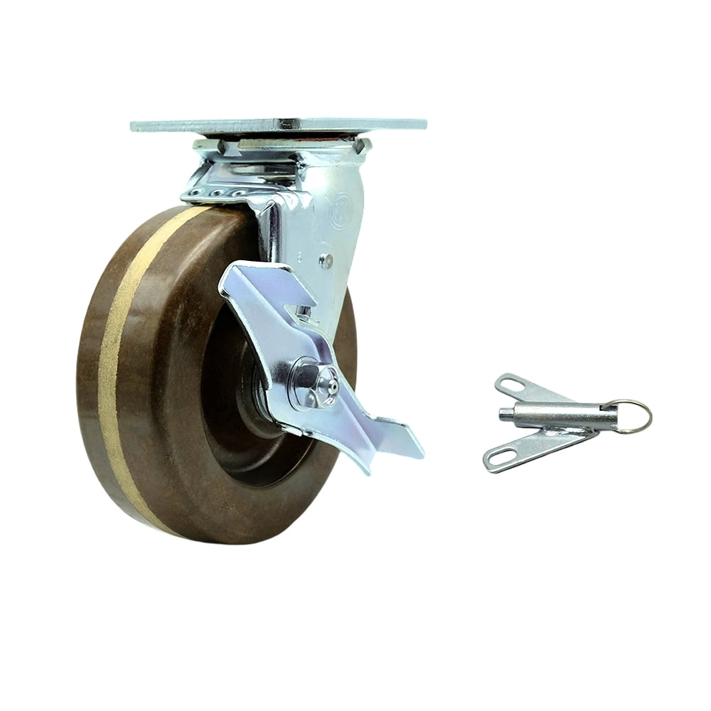 6 Inch High Temp Phenolic Caster with Roller Bearing and Brake/Swivel ...
