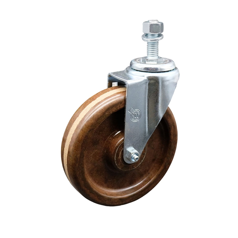 6 Inch High Temp Phenolic Wheel Swivel ½ Inch Threaded Stem Caster SCC ...