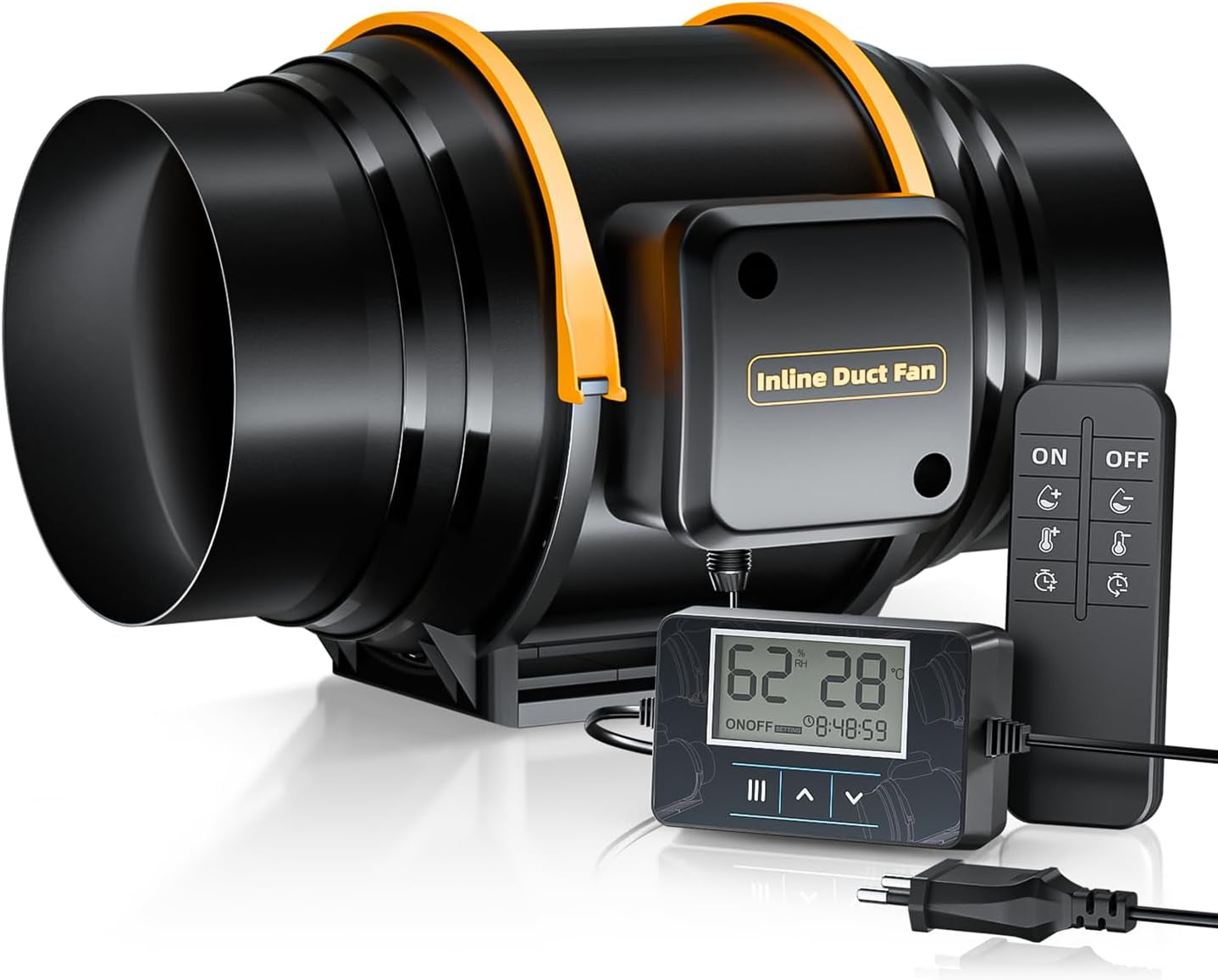 6 Inch Inline Duct Fan with Remote Control, 406 CFM, 433 Wireless Remote Control, 100m Distance ...