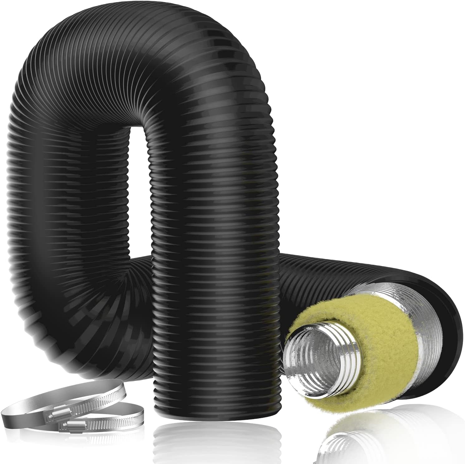 6 Inch Insulated Flexible Duct - 8 Foot Noise Reducer Hose, Insulated ...