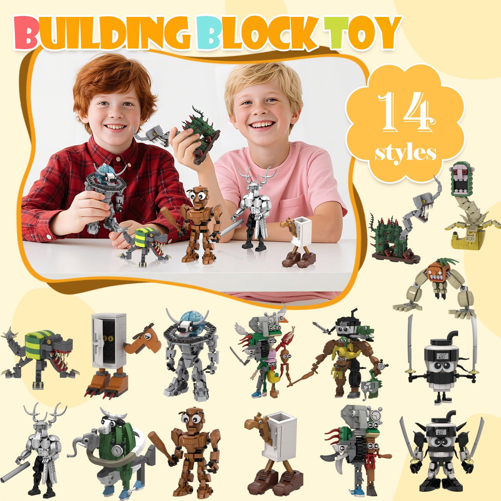 6 Inch Italian Brainrot Building Blocks Action Figures Parent-Child ...