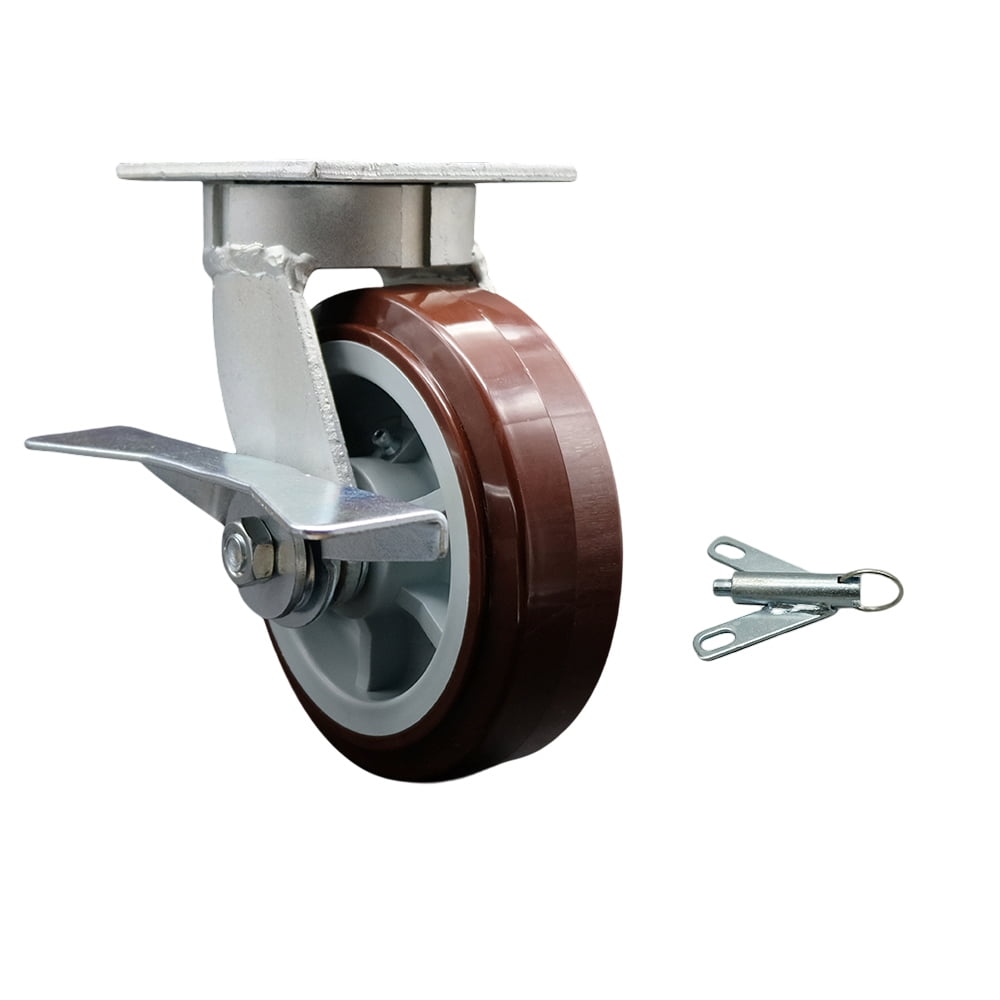 6 Inch KP Polyurethane Swivel Caster with Ball Bearing and Brake/Swivel Lock SCC - Walmart.com