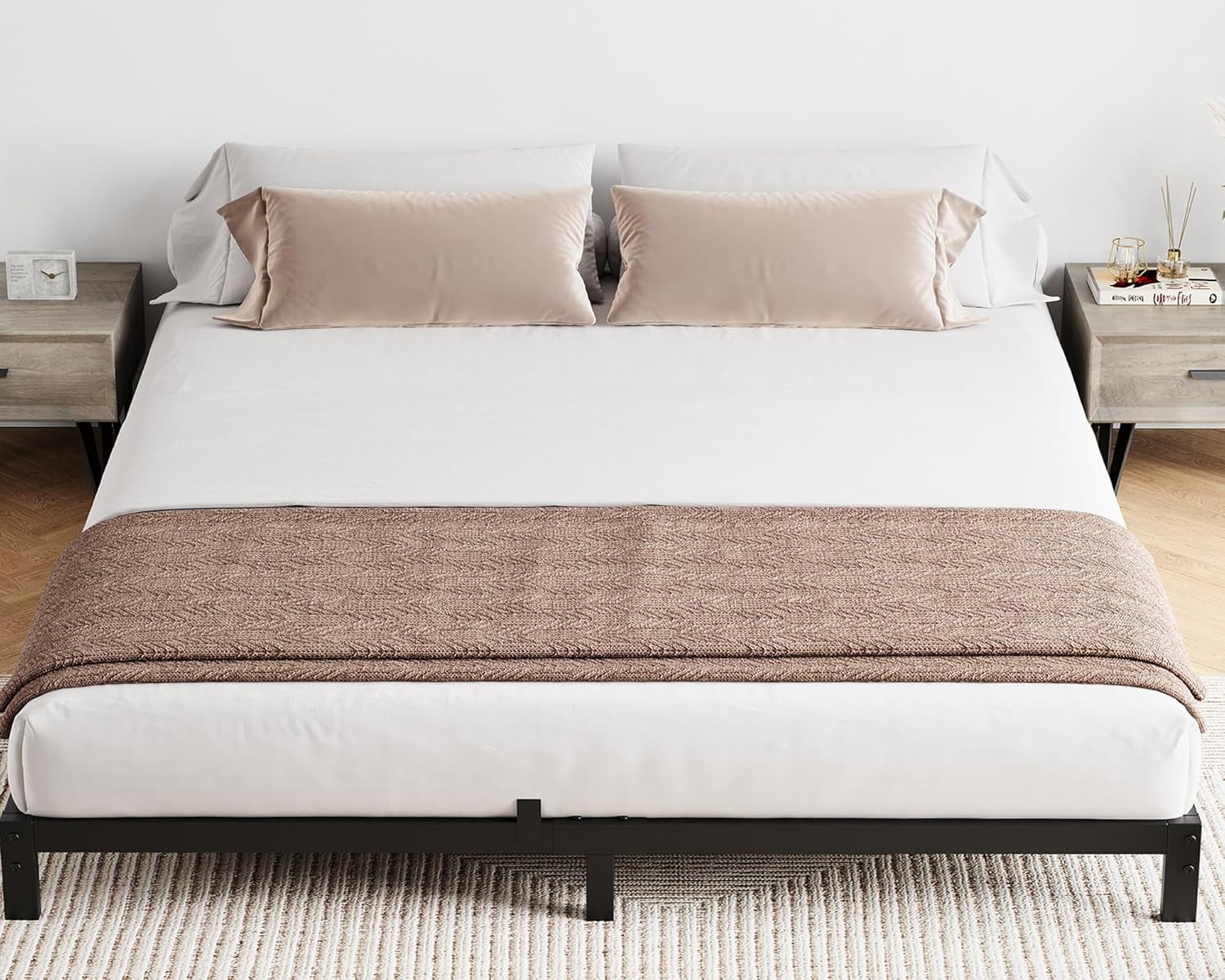 6 Inch King Metal Bed Frame - No Box Spring Needed, Low Profile Heavy ...