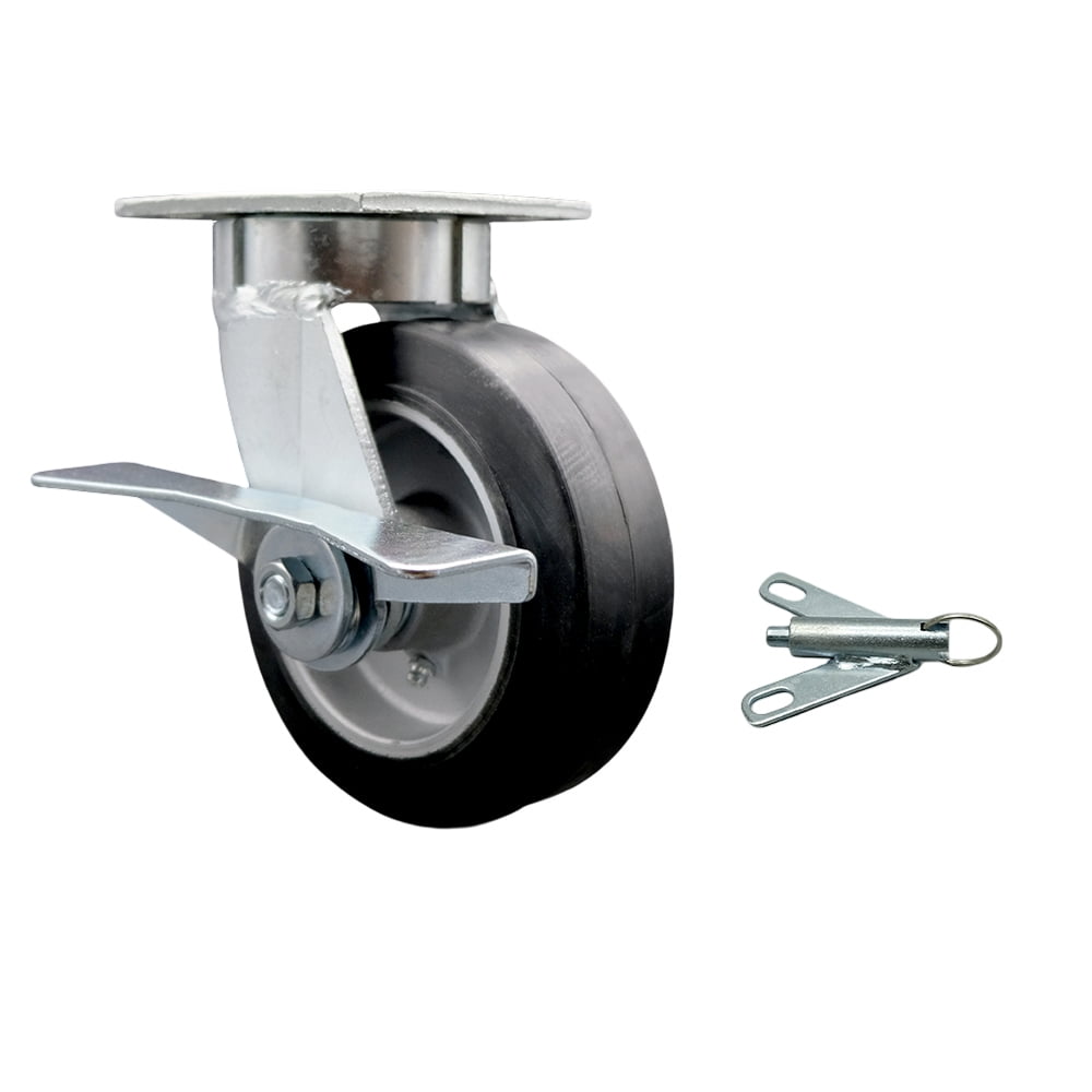 6 Inch Kingpinless Rubber on Aluminum Wheel Caster with Brake and ...