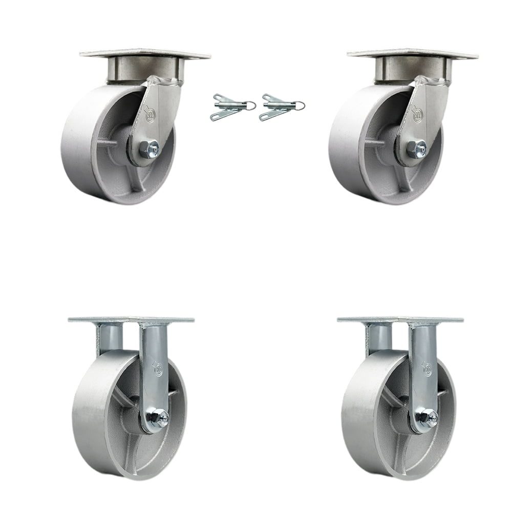 6 Inch Kingpinless Semi Steel Wheel Caster Set 2 Swivel Locks 2 Rigid ...