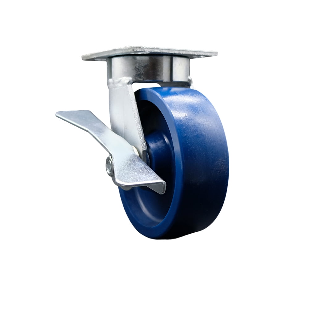 6 Inch Kingpinless Solid Poly Wheel Swivel Caster with Brake Service ...