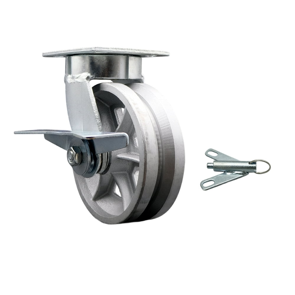 6 Inch Kingpinless V Groove Semi Steel Wheel Caster with Brake and ...
