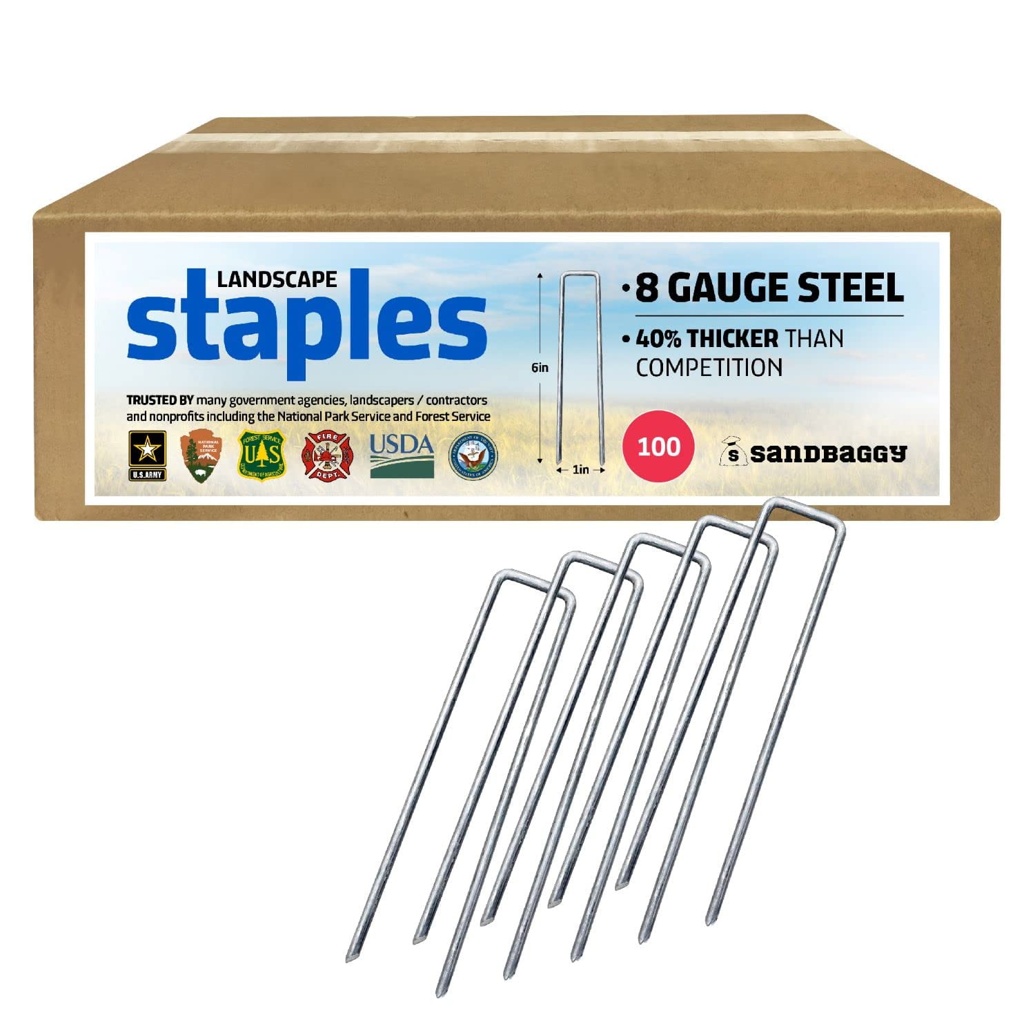 6 Inch Landscape Fabric Staples, Heavy Duty 8 Gauge Steel Construction ...