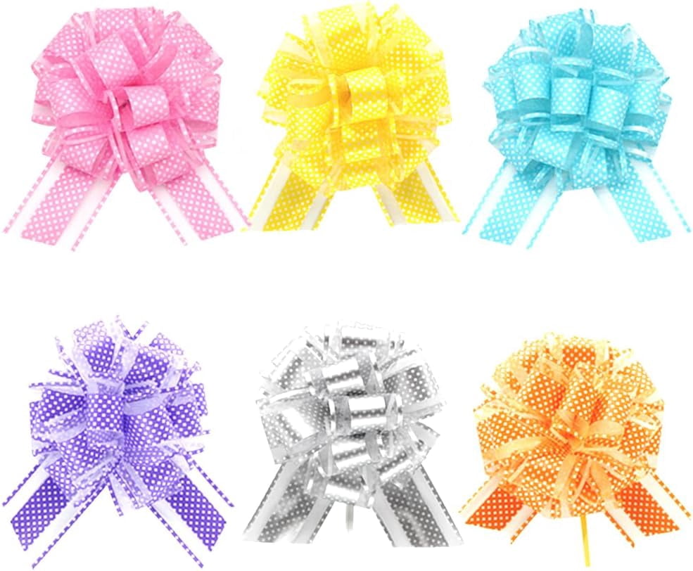 6 Inch Large Round dot Bows – Elegant Gift Wrapping Ribbon for Wedding ...