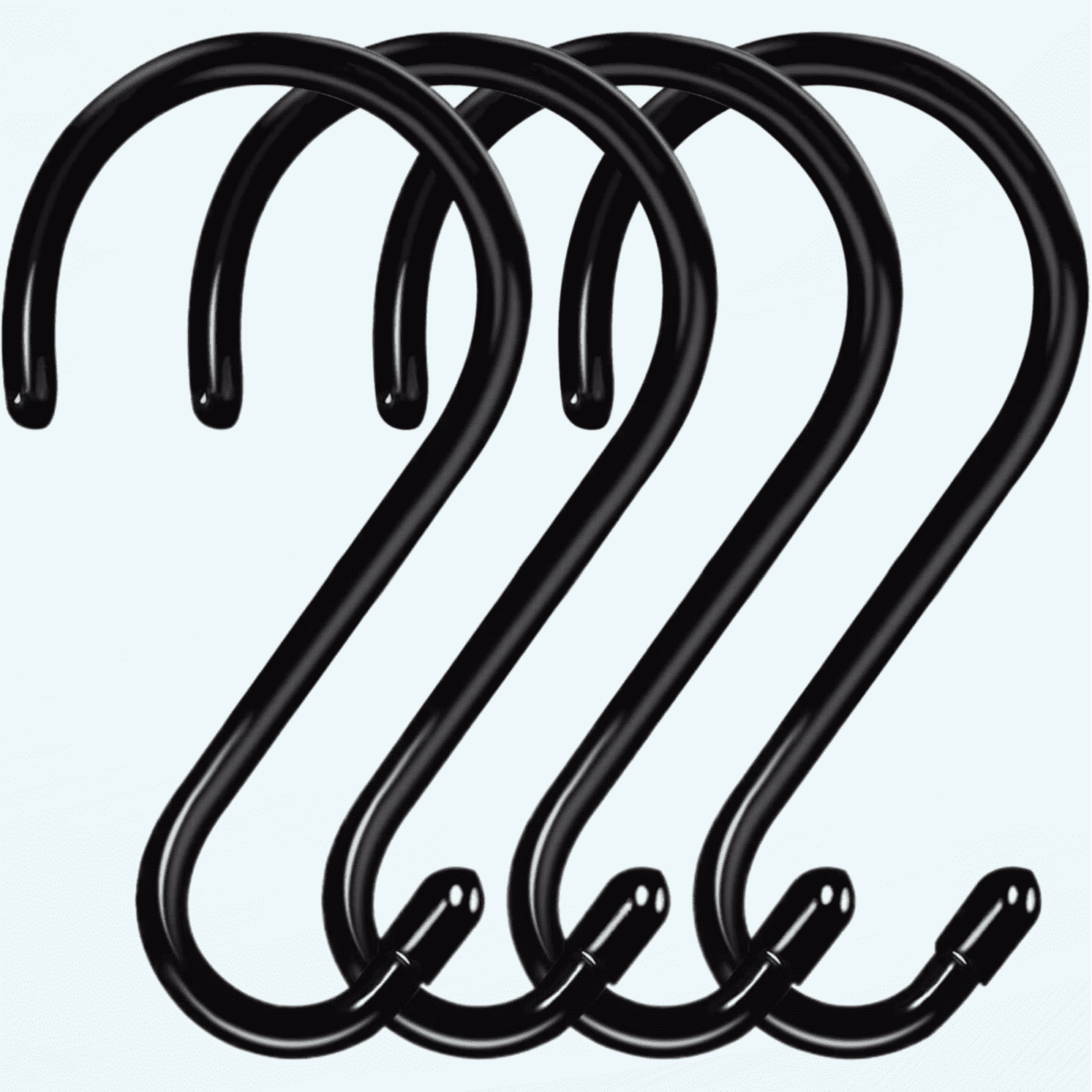 6 Inch Large S Hooks for Hanging Plants, Non Slip Black Vinyl Coated S ...