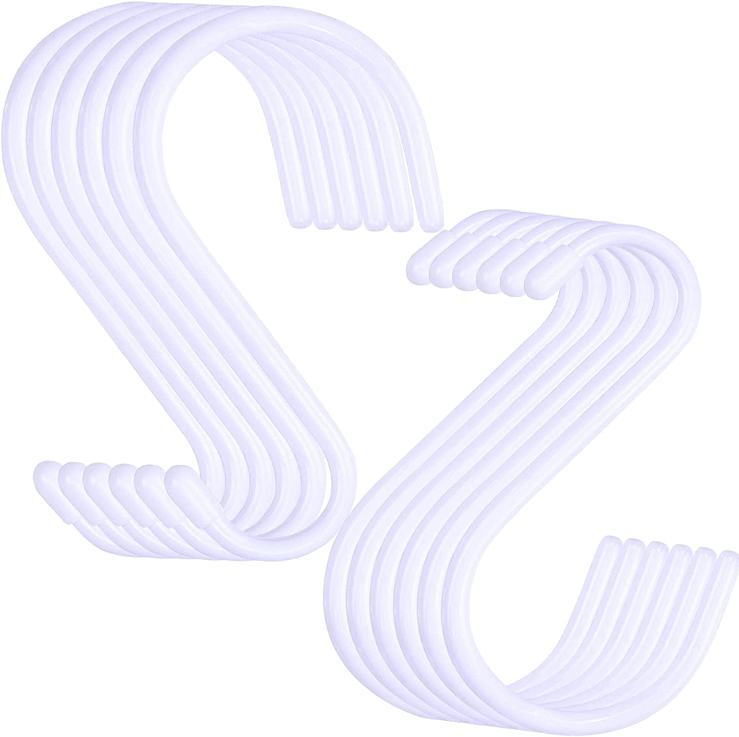 6 Inch Large White Heavy Duty S Hooks, 12 Pack, 7mm Thick Vinyl Coated ...