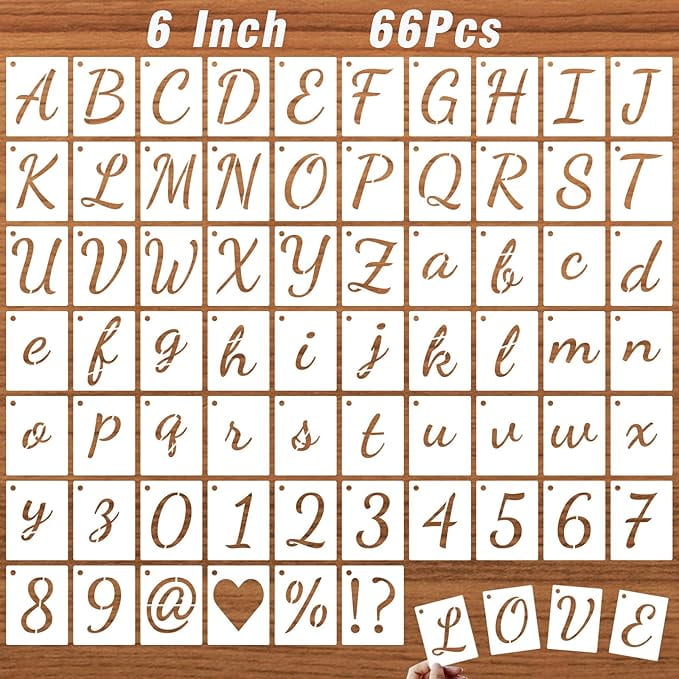 6 Inch Letter Stencils Kits, 66 Pcs Calligraphy Alphabet Stencils and ...