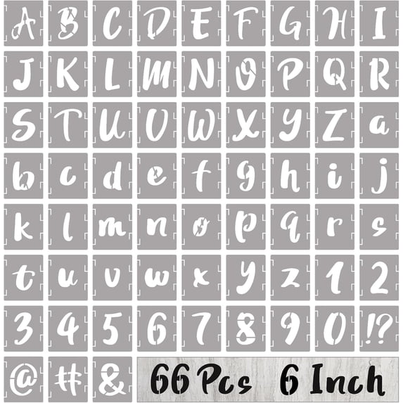 6 Inch Letter Stencils and Numbers, 66 count Alphabet Symbol ...