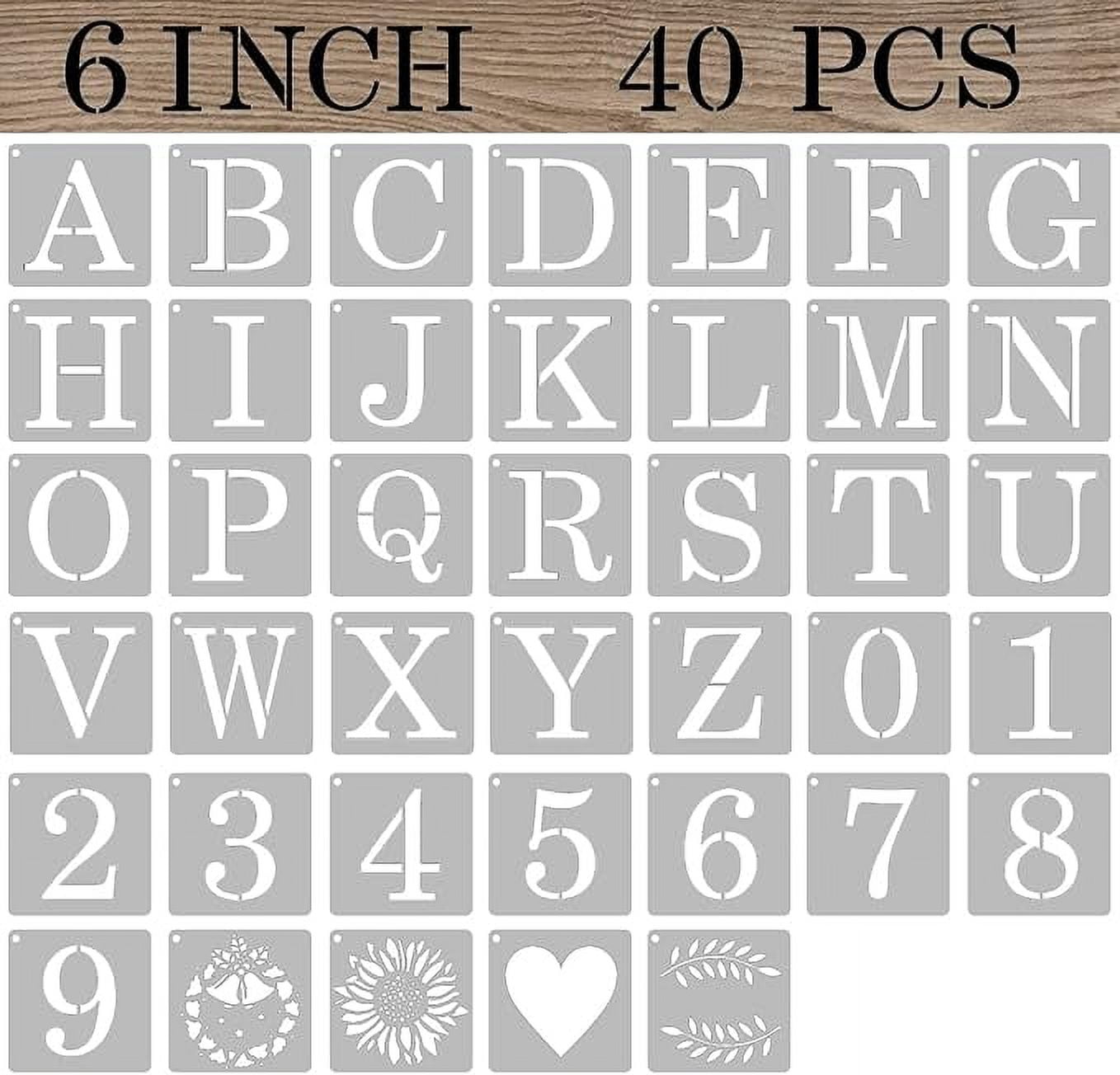 6 Inch Letter Stencils Numbers Craft Stencils, 40 Pcs Reusable Plastic ...