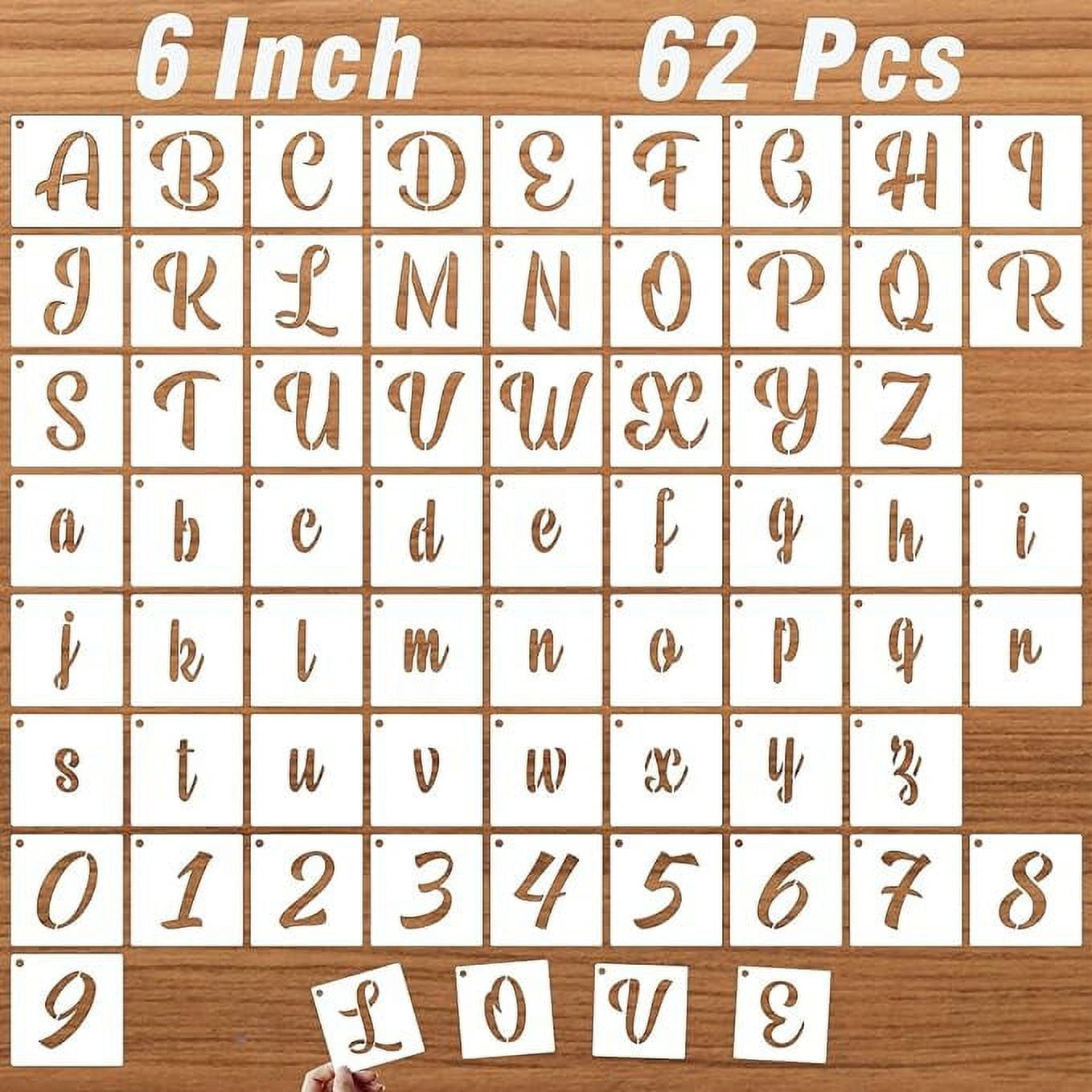 6 Inch Letter Stencils for Painting on Wood, 62 Pcs Calligraphy ...
