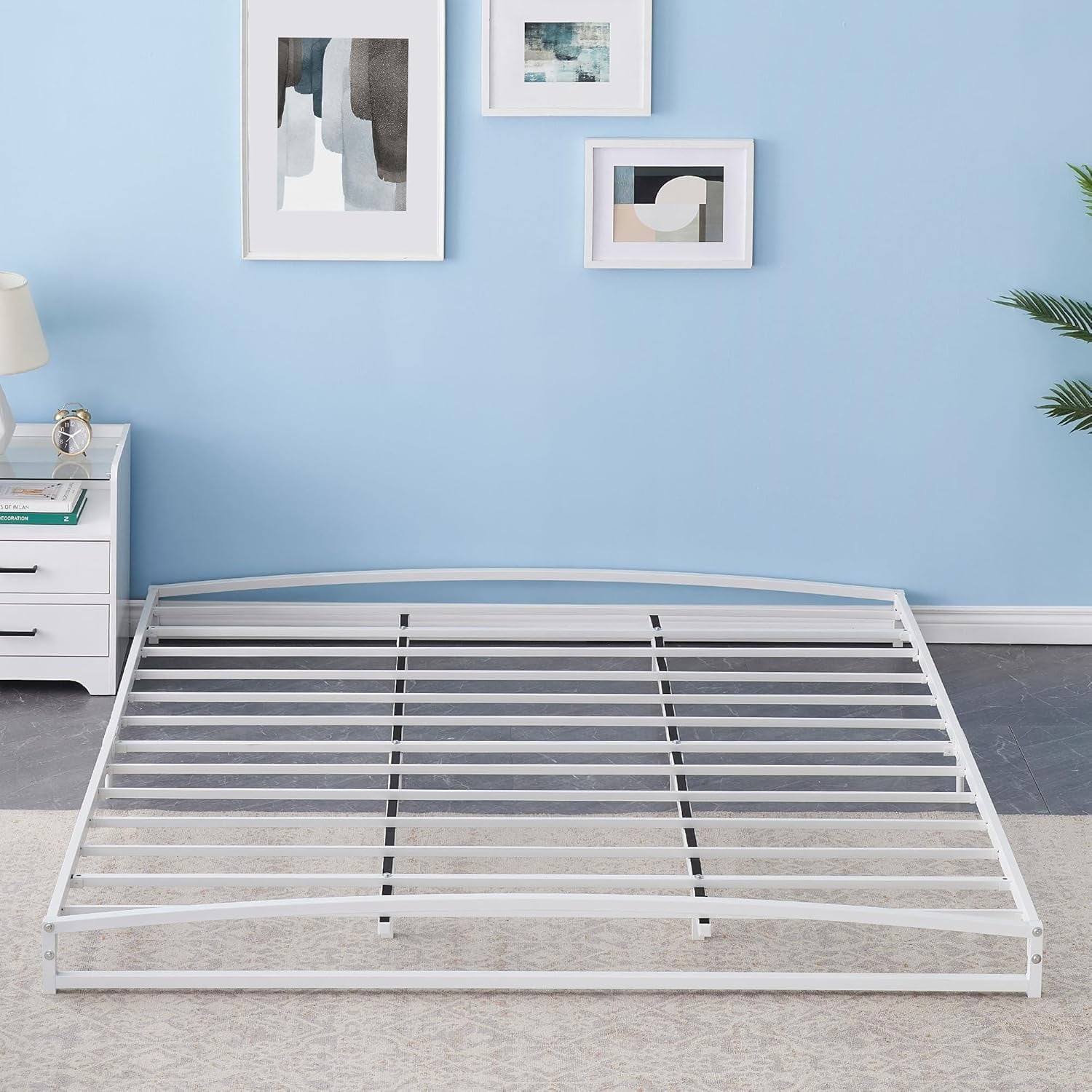 6-Inch Low Profile King Bed Frame, Heavy-Duty Metal Platform with Arch ...