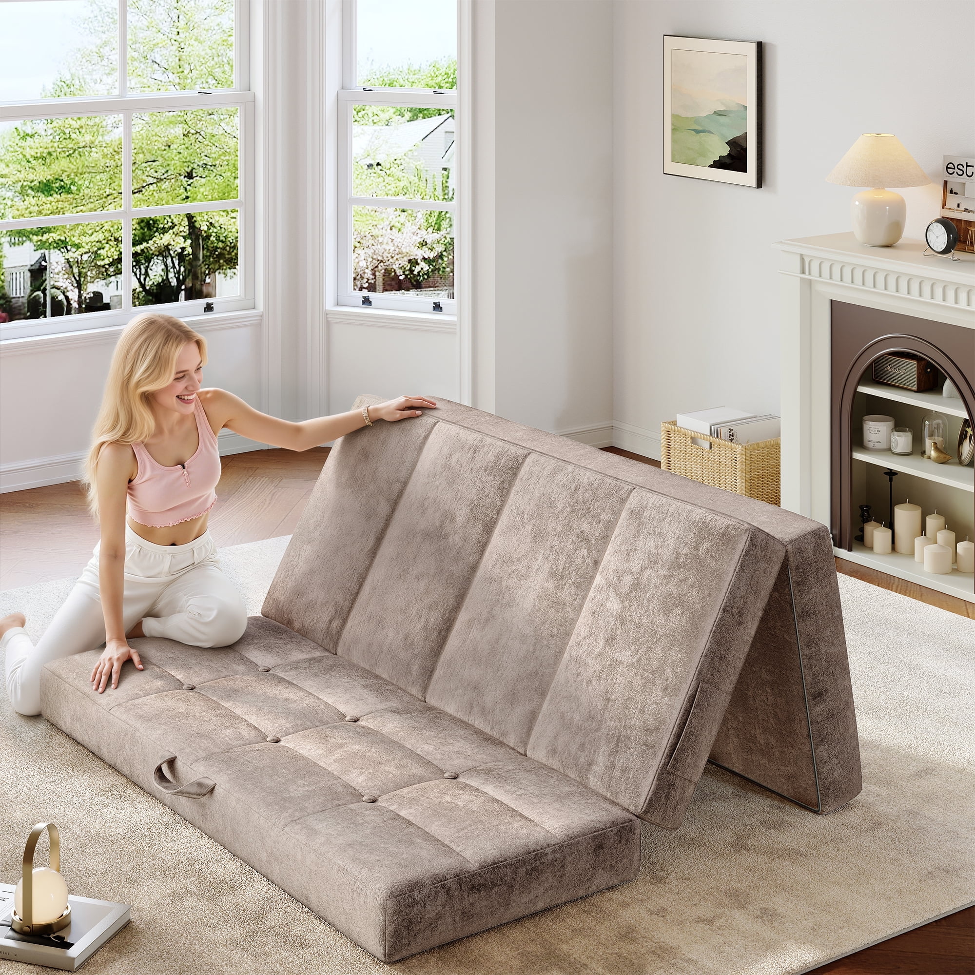 6 Inch Mattress Topper Tri-Fold Memory Foam Mattress Topper Full Size ...