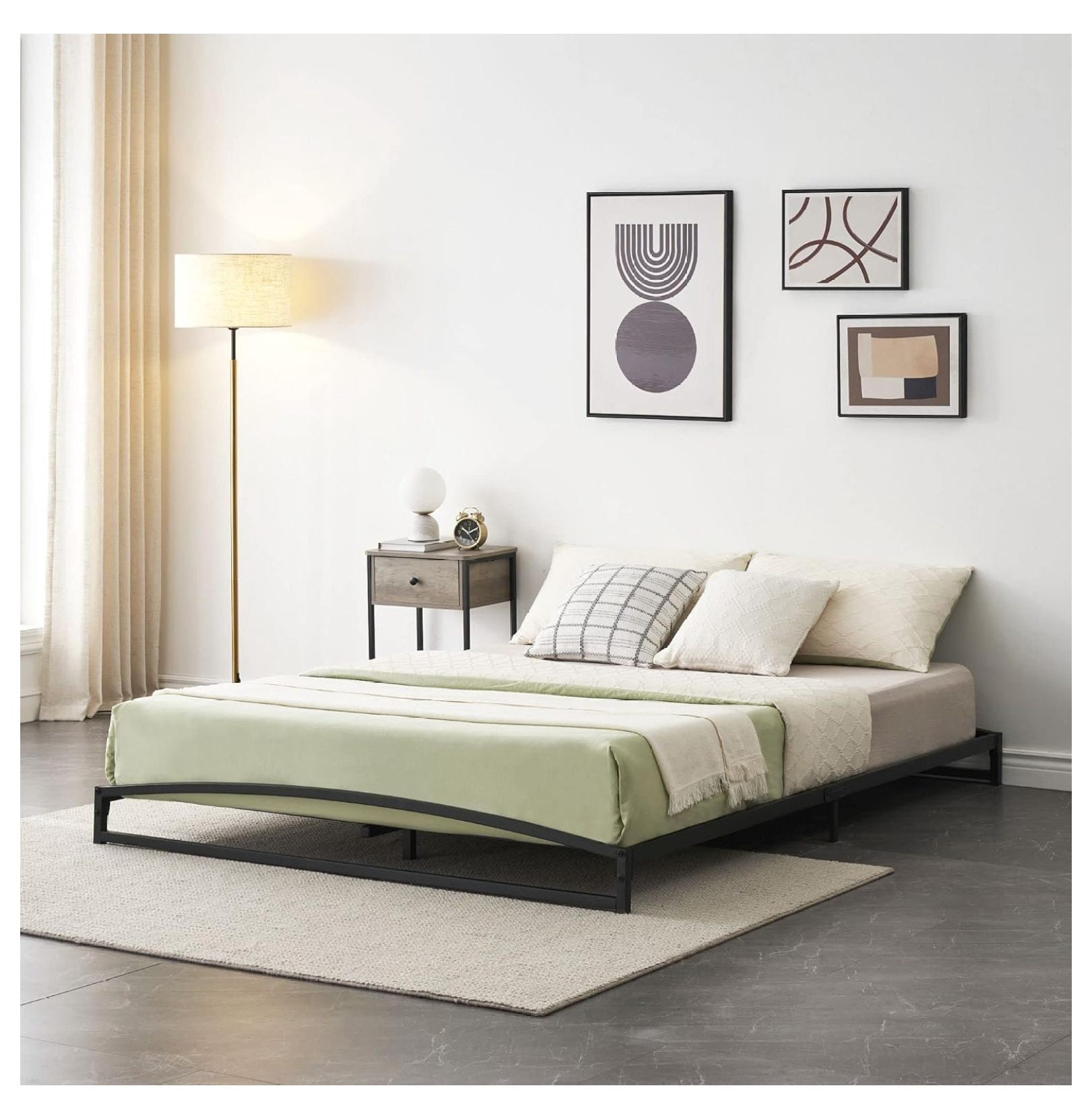 6 Inch Full Size Metal Platform Bed Frame with Steel Slats, Low Profile ...