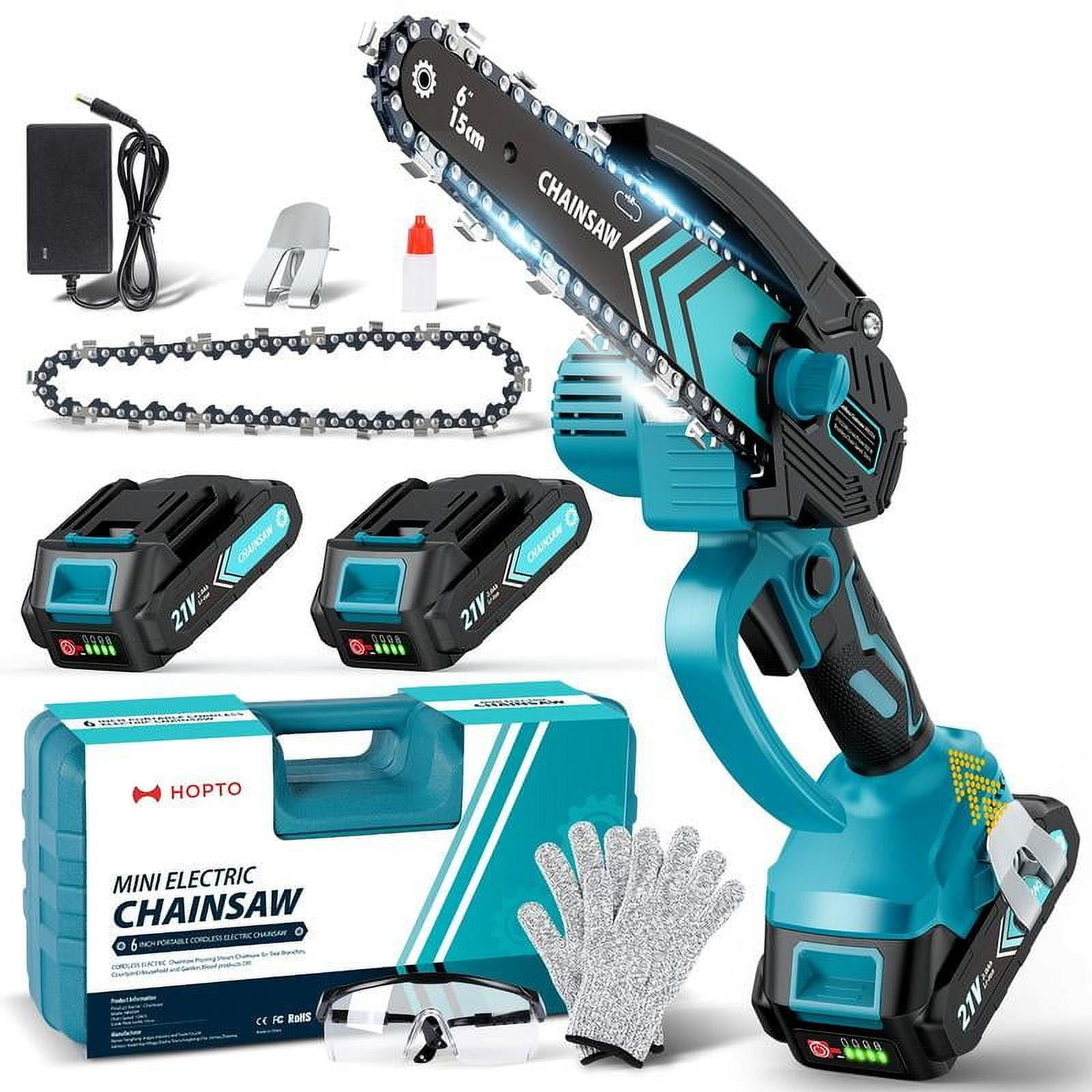 6 Inch Mini Chainsaw with 2 Batteries (2000mAh) - Portable Cordless ...