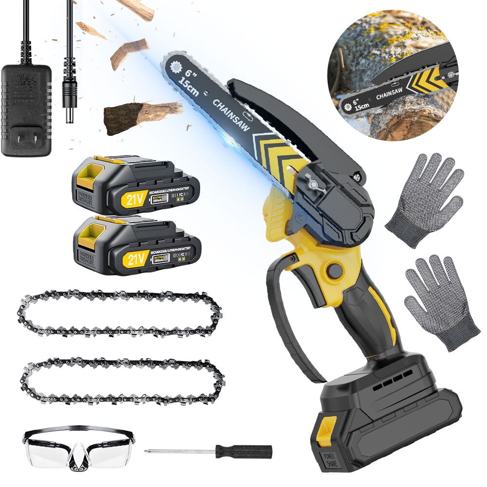 6 Inch Mini Chainsaw with 2 Batteries and Storage Case,DFITO Cordless ...