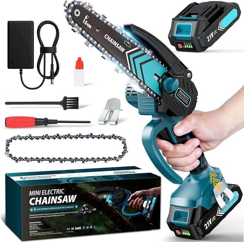 6 Inch Mini Chainsaw Cordless, Portable Electric Chain Saw, for Wood ...