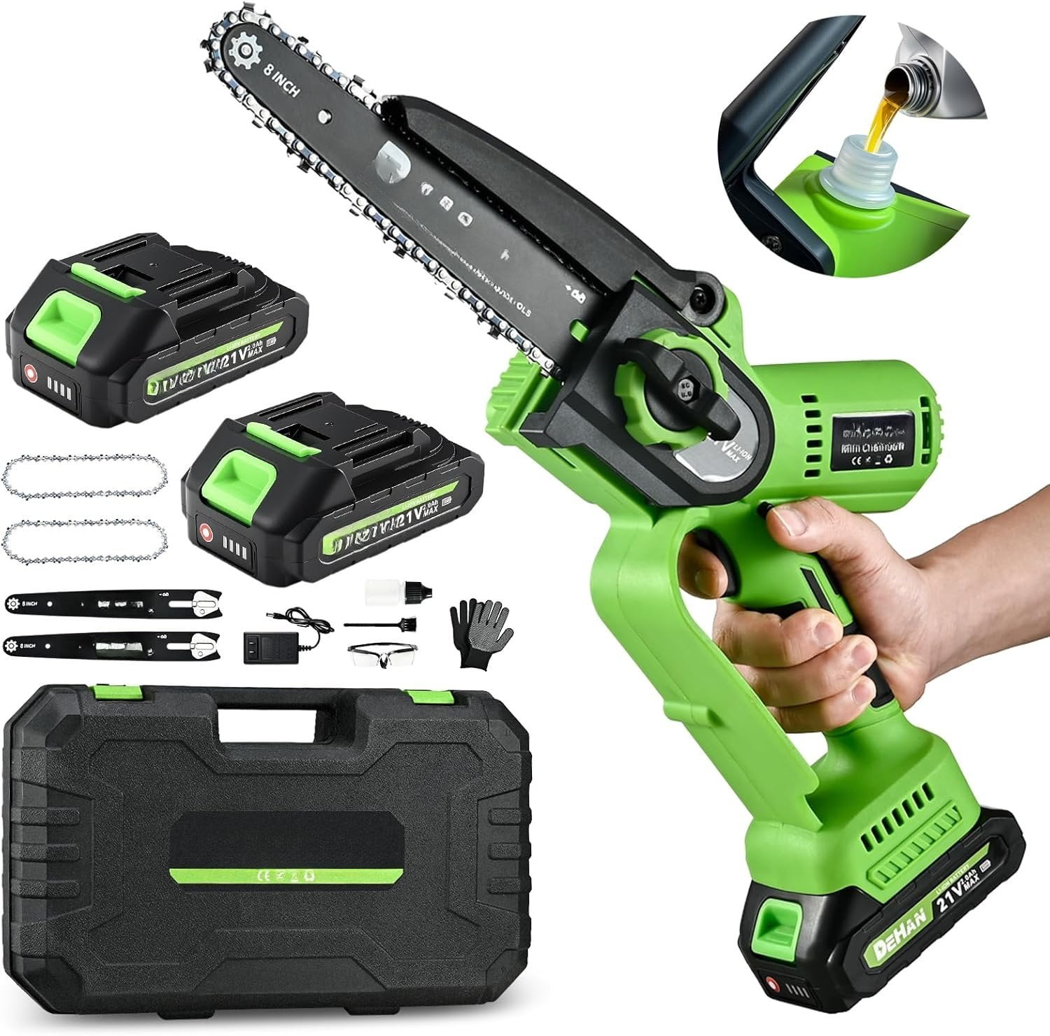 6 Inch Mini Cordless Brushless Chain with 2 2.0Ah and 3 Chains ...