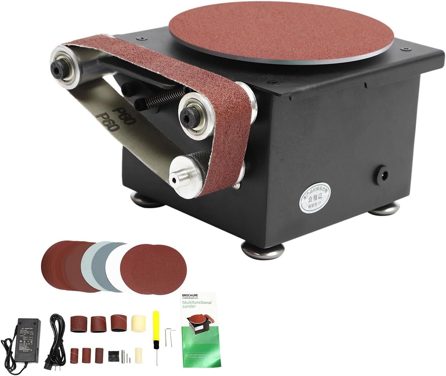 6-Inch Mini Disc Sander, 7 Speed Adjustable Bench Belt Sander Grinder ...
