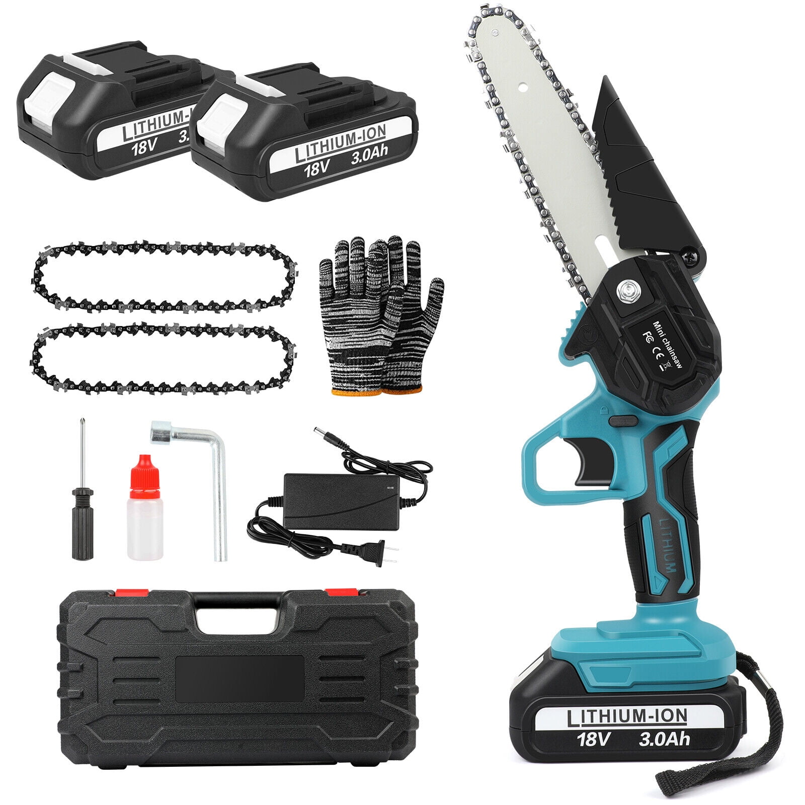 6-Inch Mini Electric Chainsaw Cordless Rechargeable Wood Cutter with ...