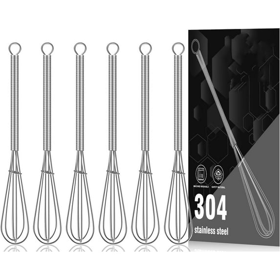 6 Inch Mini Whisks, Small Whisks Bulk 304 Stainless Steel Set of 6 ...
