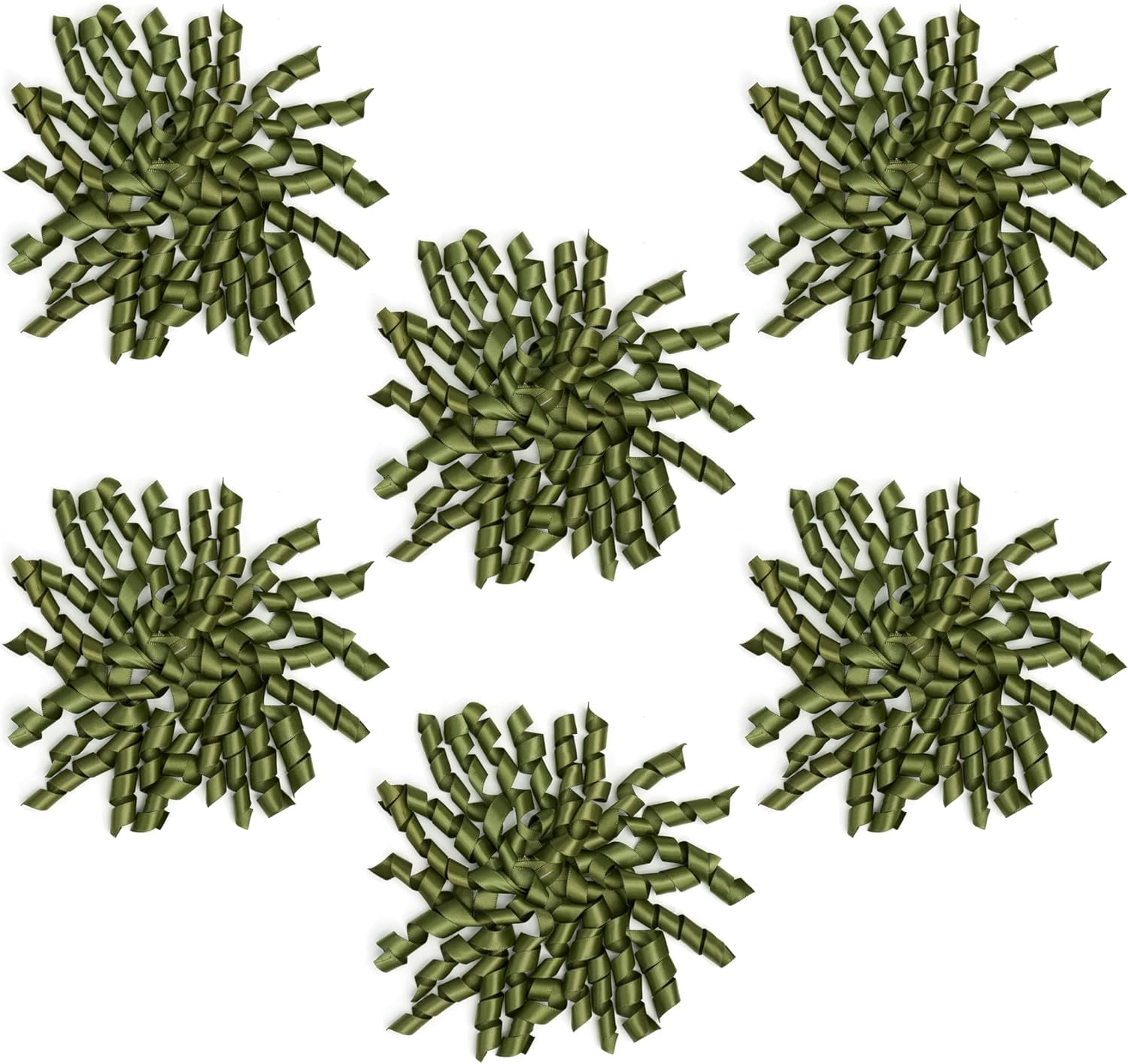 6 Inch Moss Curly Bows for Gift Wrapping Set of 6, Self Adhesive Bows ...