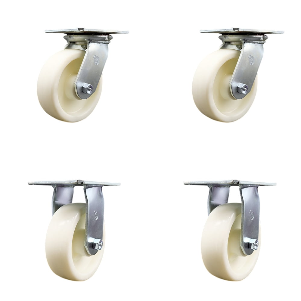 6 Inch Nylon Caster Set with Ball Bearings 2 Swivel 2 Rigid Service ...