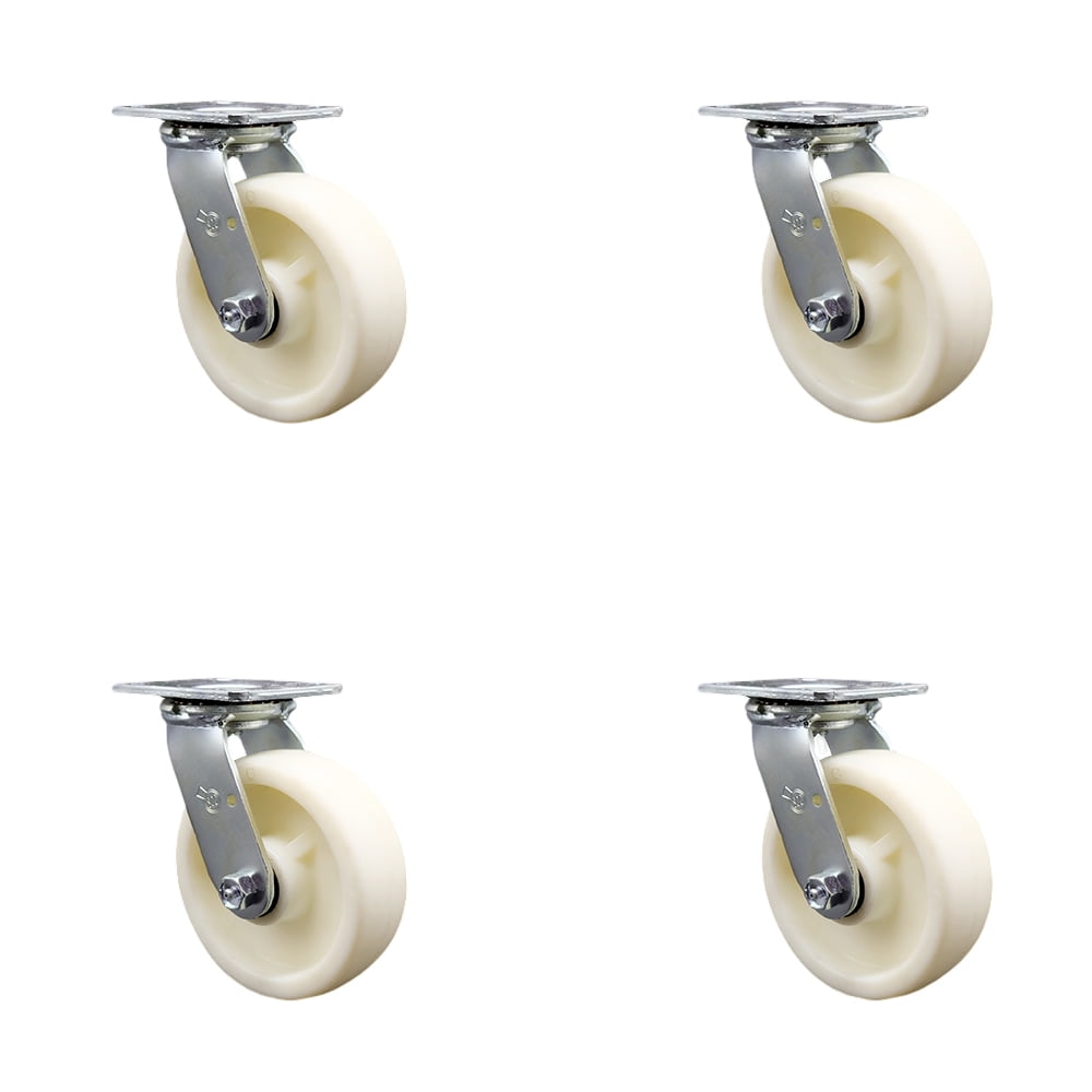 6 Inch Nylon Wheel Swivel Caster Set with Roller Bearings Service ...